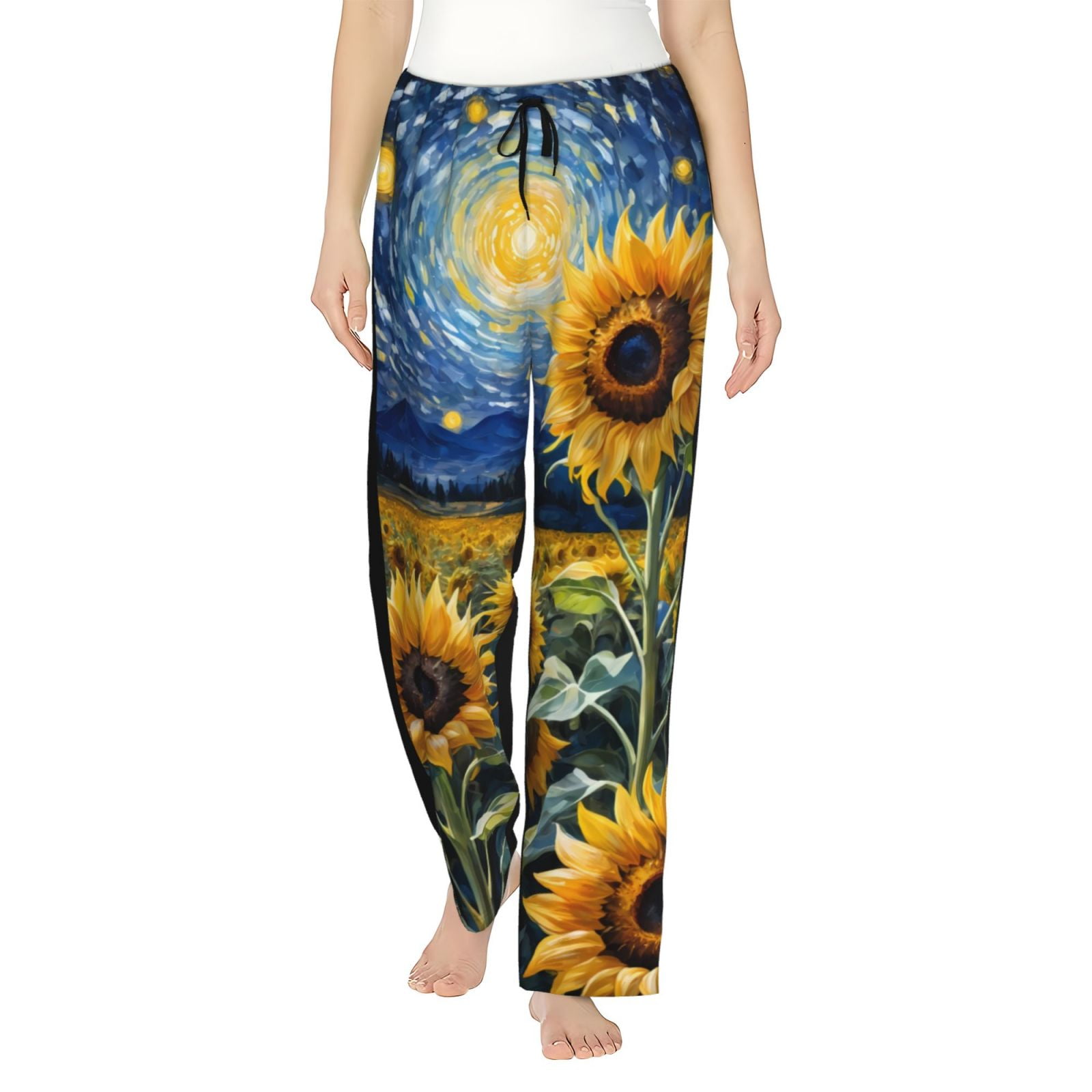 Easygdp Starry Sky Sunflower Women's Drawstring Pajama Pants | Lounge ...