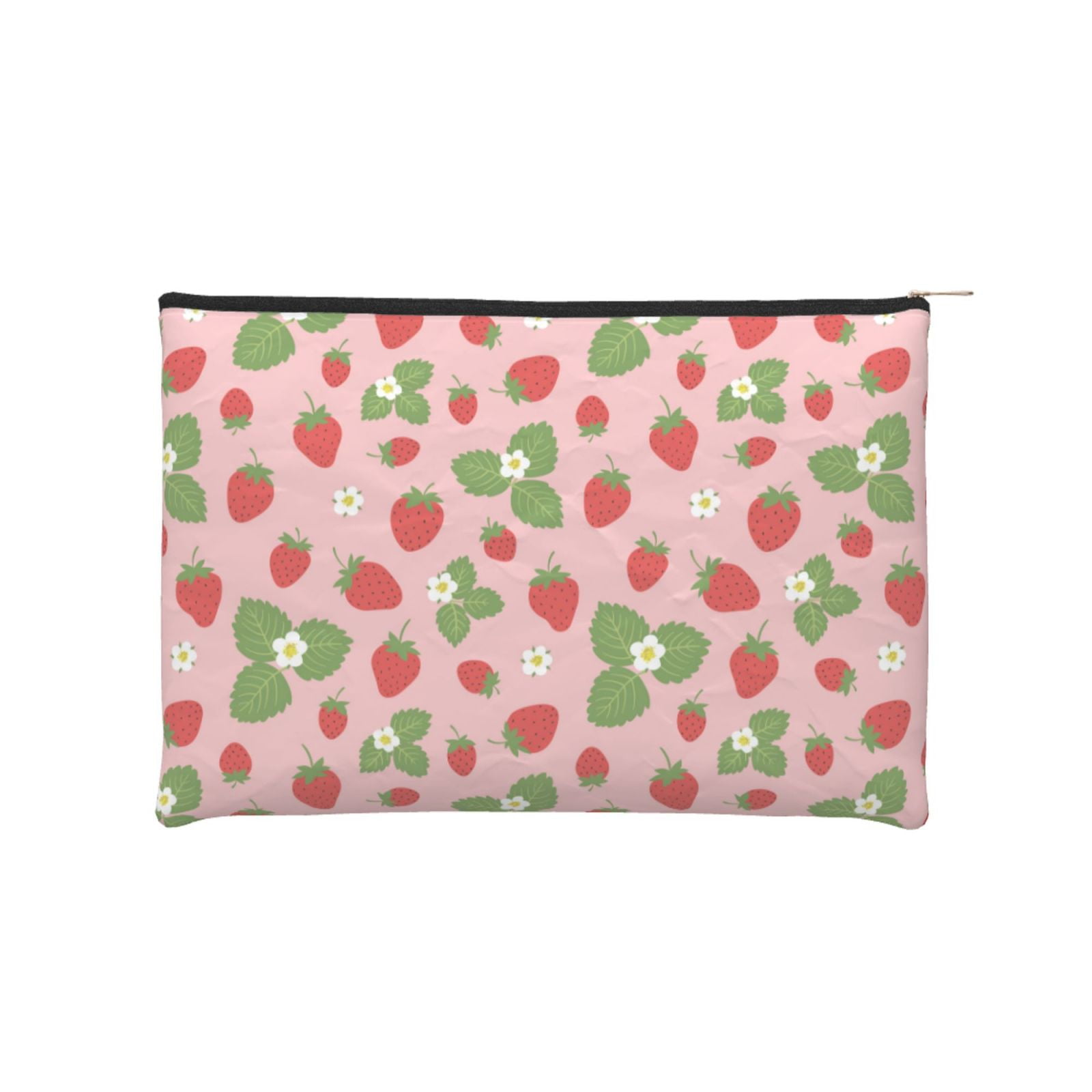 Easygdp Strawberries Makeup Bag Toiletry Bag Canvas Makeup Bags Zipper ...