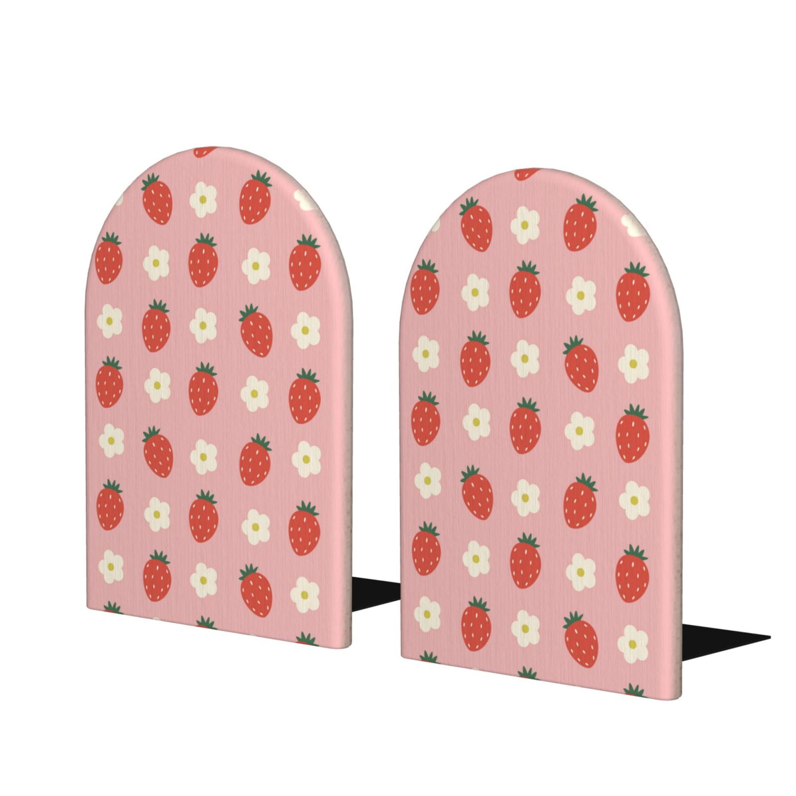 Easygdp Strawberry 2 Pcs Bookend Large Capacity Office Book Ends for ...