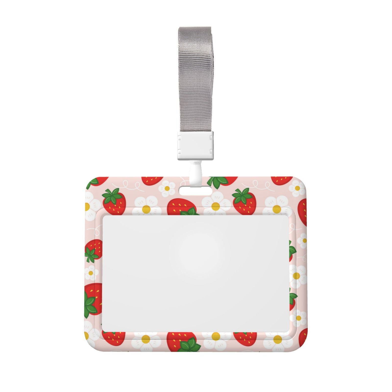 Easygdp Strawberry Floral Card Badge Holder Work Badge Sleeve for ...