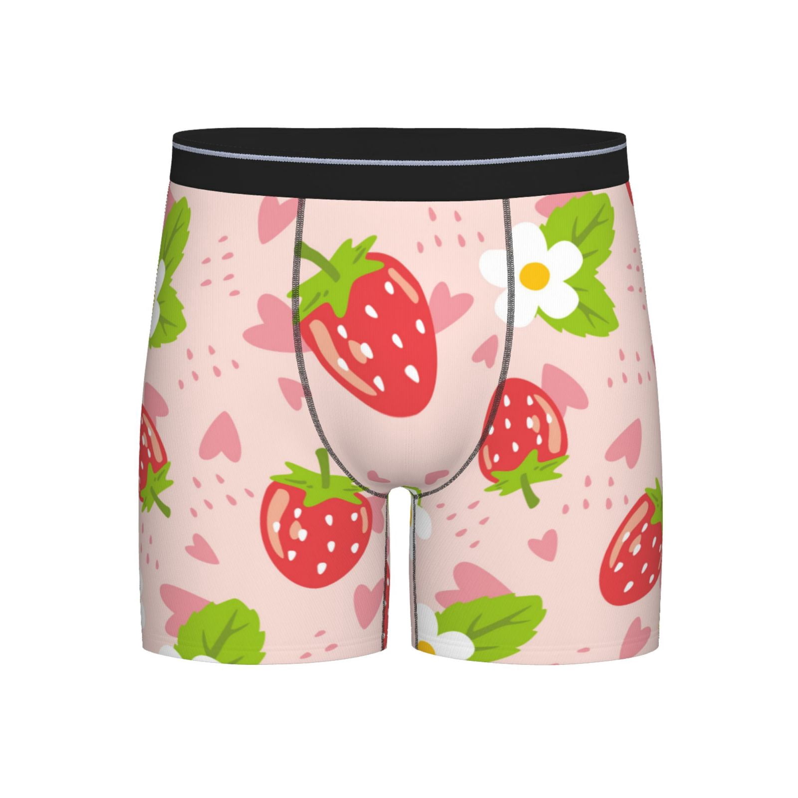 Easygdp Strawberry Floral Men's Boxer Briefs Men’s Underwear Boxer ...