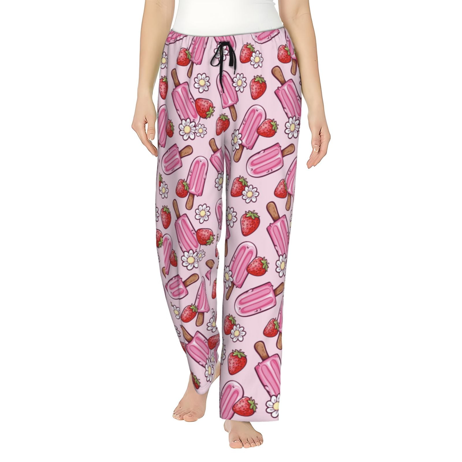 Easygdp Strawberry Popsicle Women's Drawstring Pajama Pants | Lounge ...