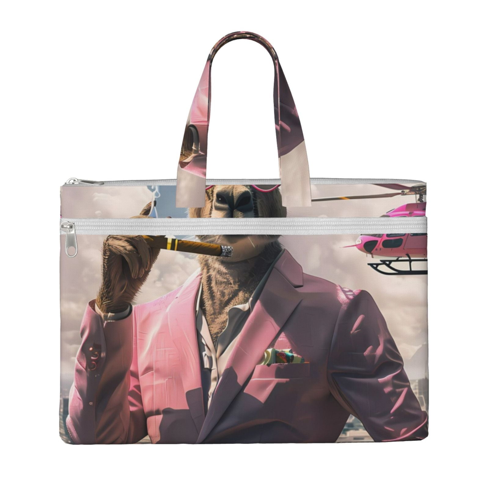 Easygdp Stylish Kangaroo In Suit Canvas Document Bag File Bag Handle ...