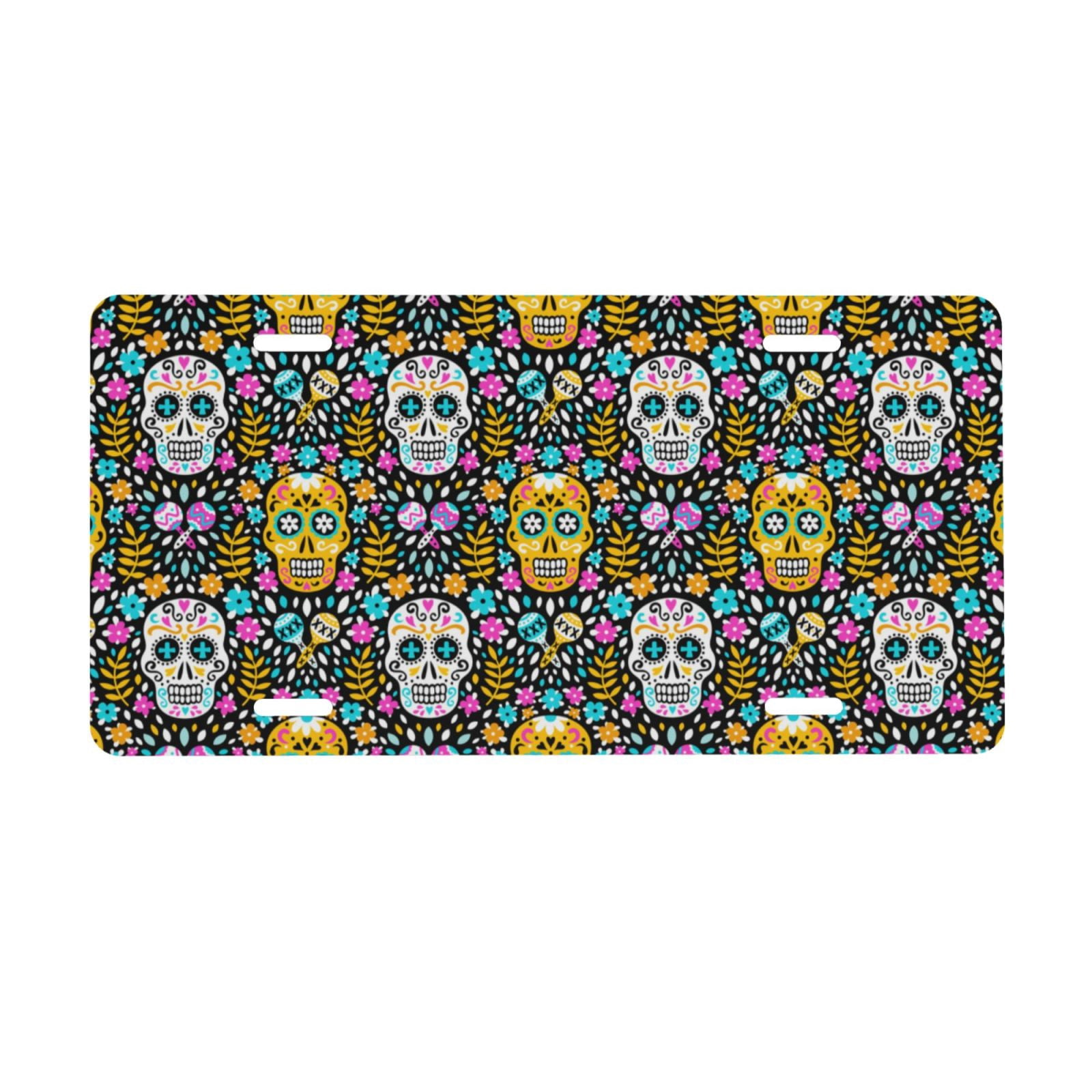Easygdp Sugar Skulls License Plate Car Front License Plate Car ...