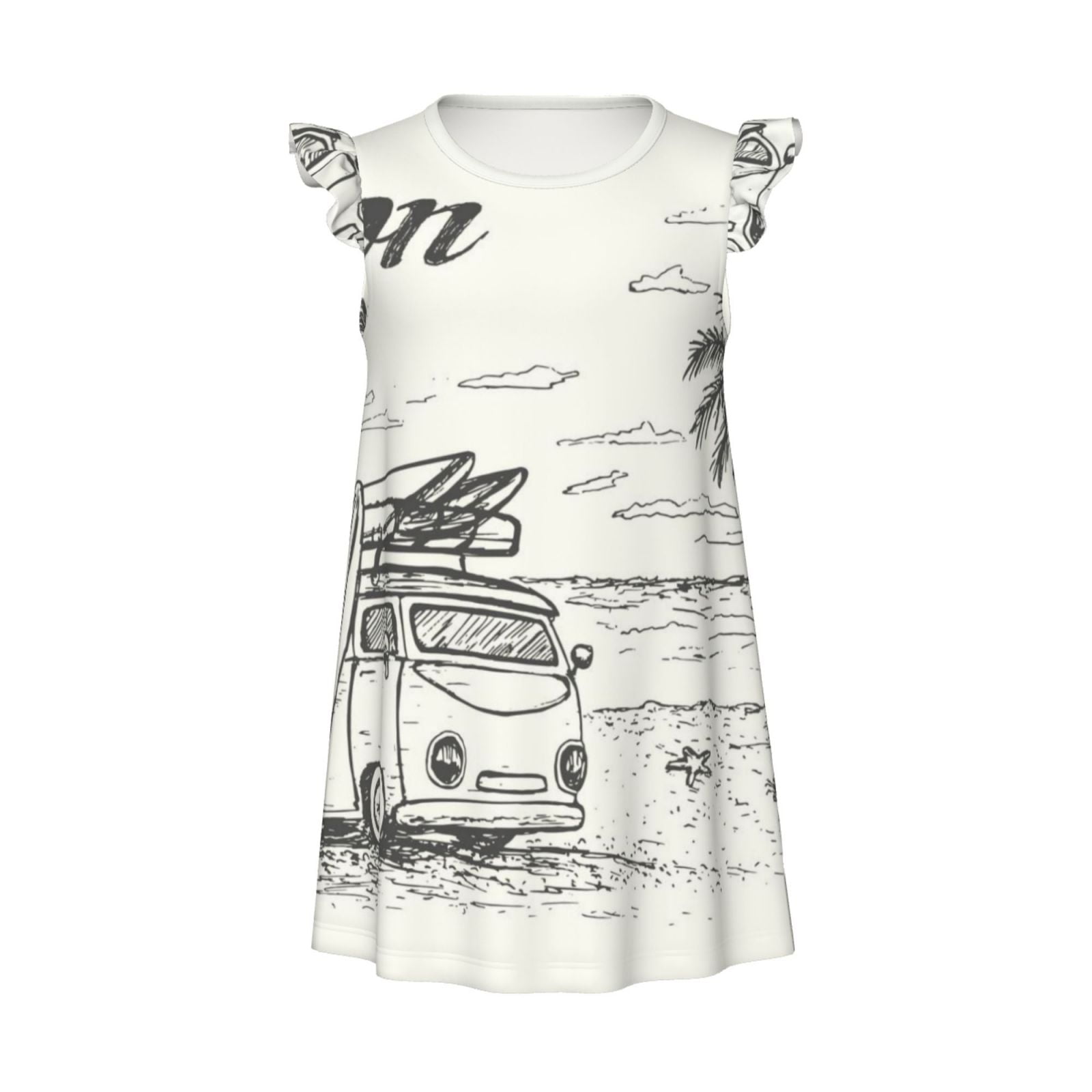 Easygdp Summer Vacation Scene With Camping Van Girls Pajamas Dress ...