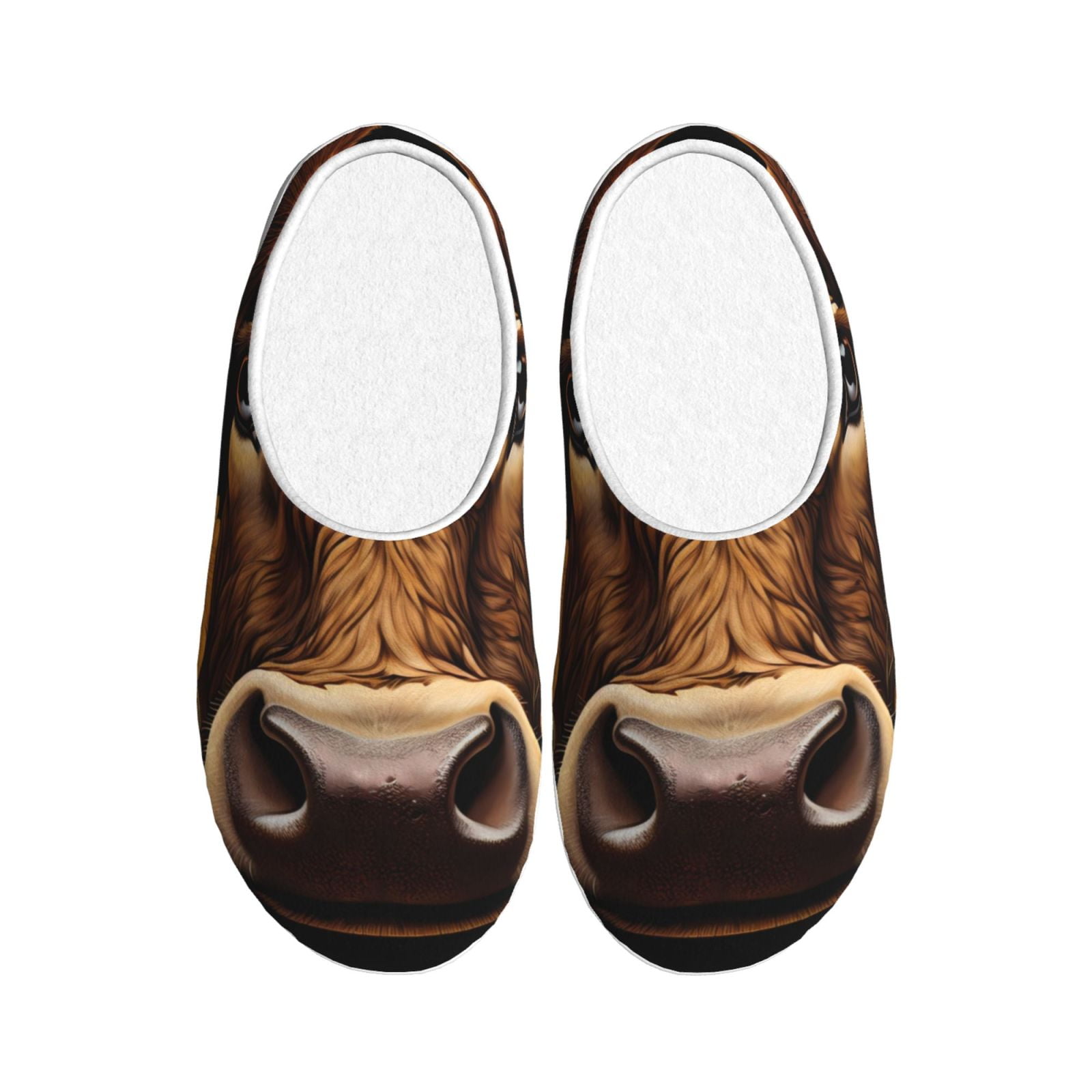 Easygdp Sunflower Butterfly Cow Slippers for Women Mens Winter Warm ...