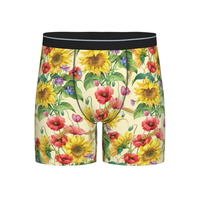 Easygdp Sunflower Cornflower Poppy Men's Boxer Briefs Men’s Underwear ...