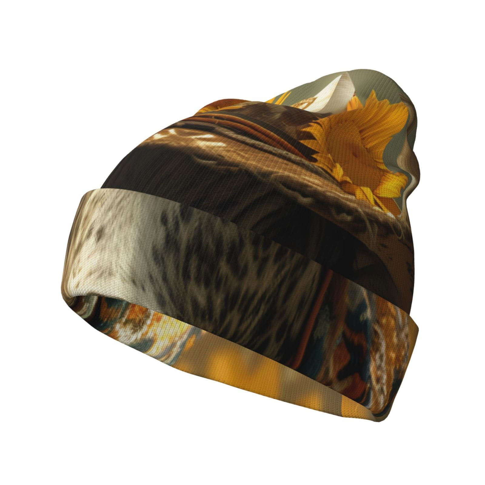 Easygdp Sunflower Cowboy Hat Cow Winter Beanie for Men Women Beanie ...