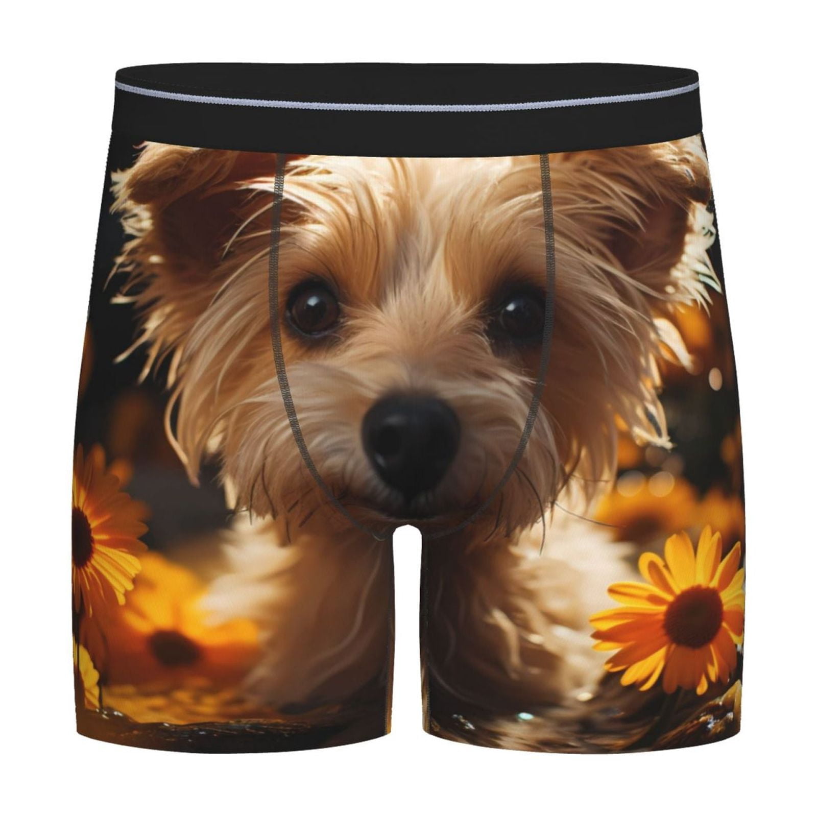 Easygdp Sunflower Cute Puppy Men's Boxer Briefs Men’s Underwear Boxer ...
