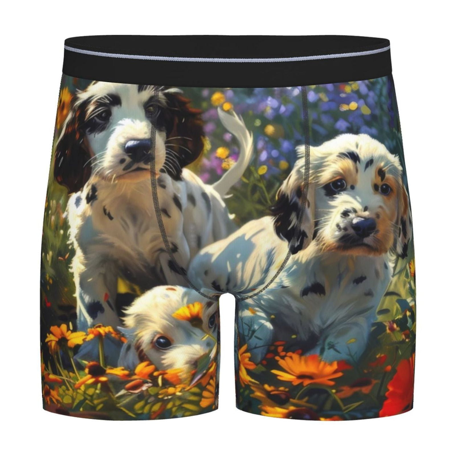 Easygdp Sunflower Field Spotted Dog Men's Boxer Briefs Men’s Underwear ...