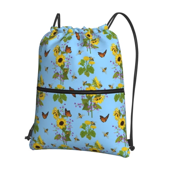 Easygdp Sunflowers And Bees Drawstring Backpack Gym Bag,Sport Gym ...