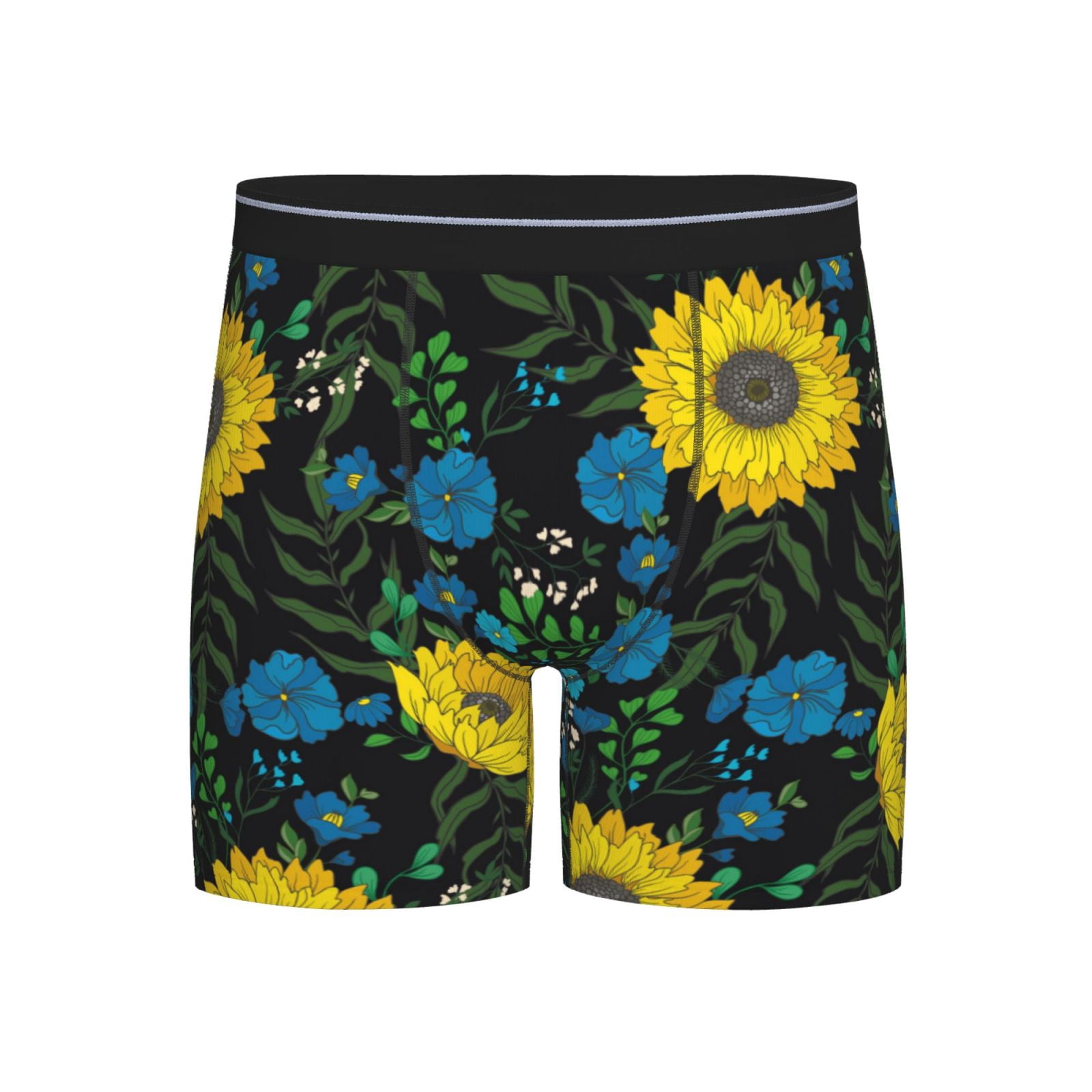 Easygdp Sunflowers And Blue Flower Men's Boxer Briefs Men’s Underwear ...