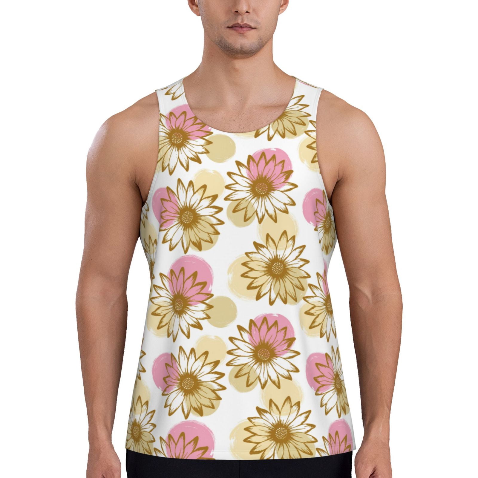 Easygdp Sunflowers Men's Tank Top, Sleeveless Muscle T Shirts ...