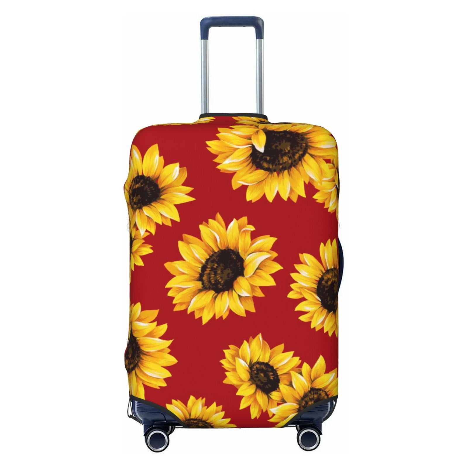 Easygdp Sunflowers On Red Print Elastic and Washable Suitcase ...