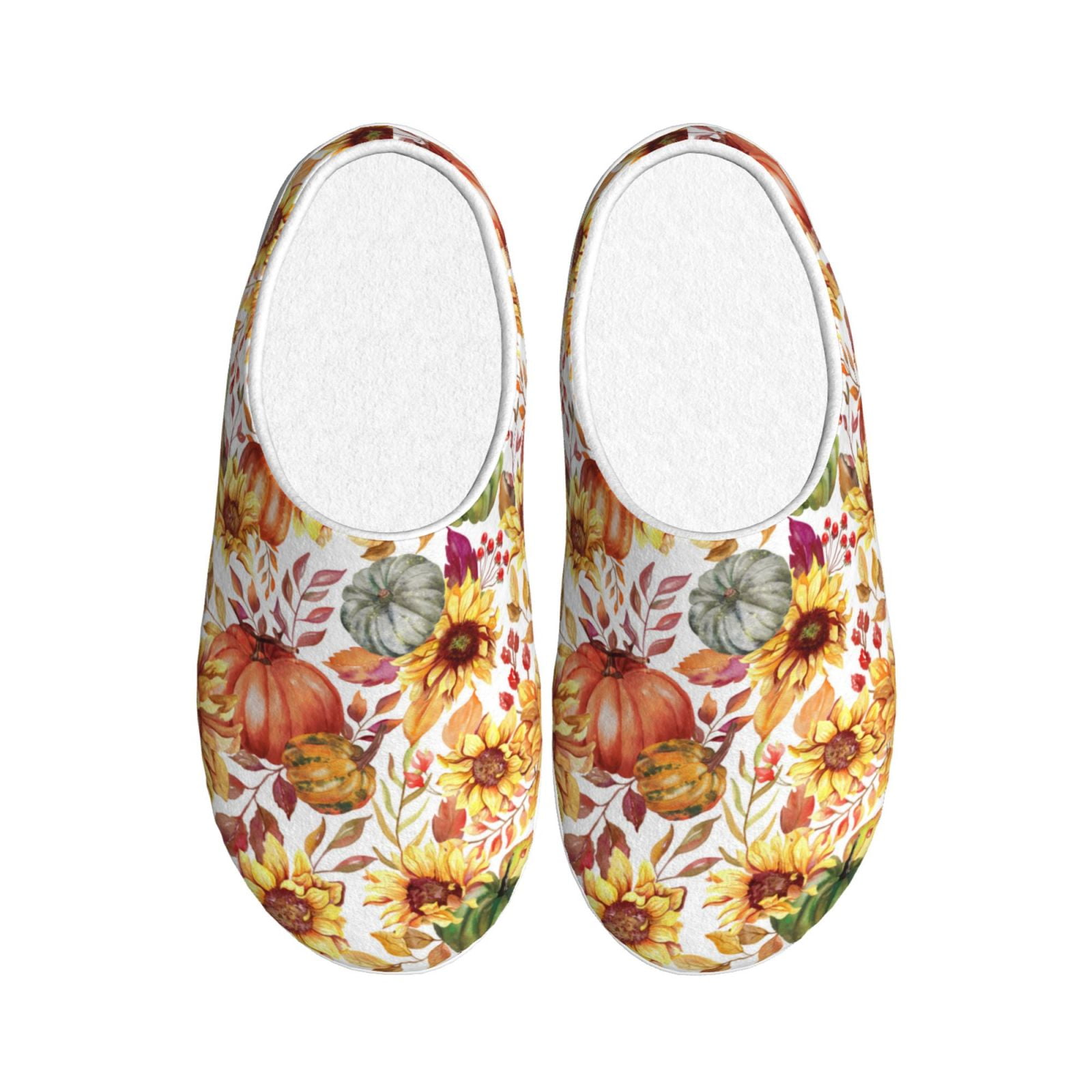 Easygdp Sunflowers Pumpkins And Autumn Leaves Slippers for Women Mens ...