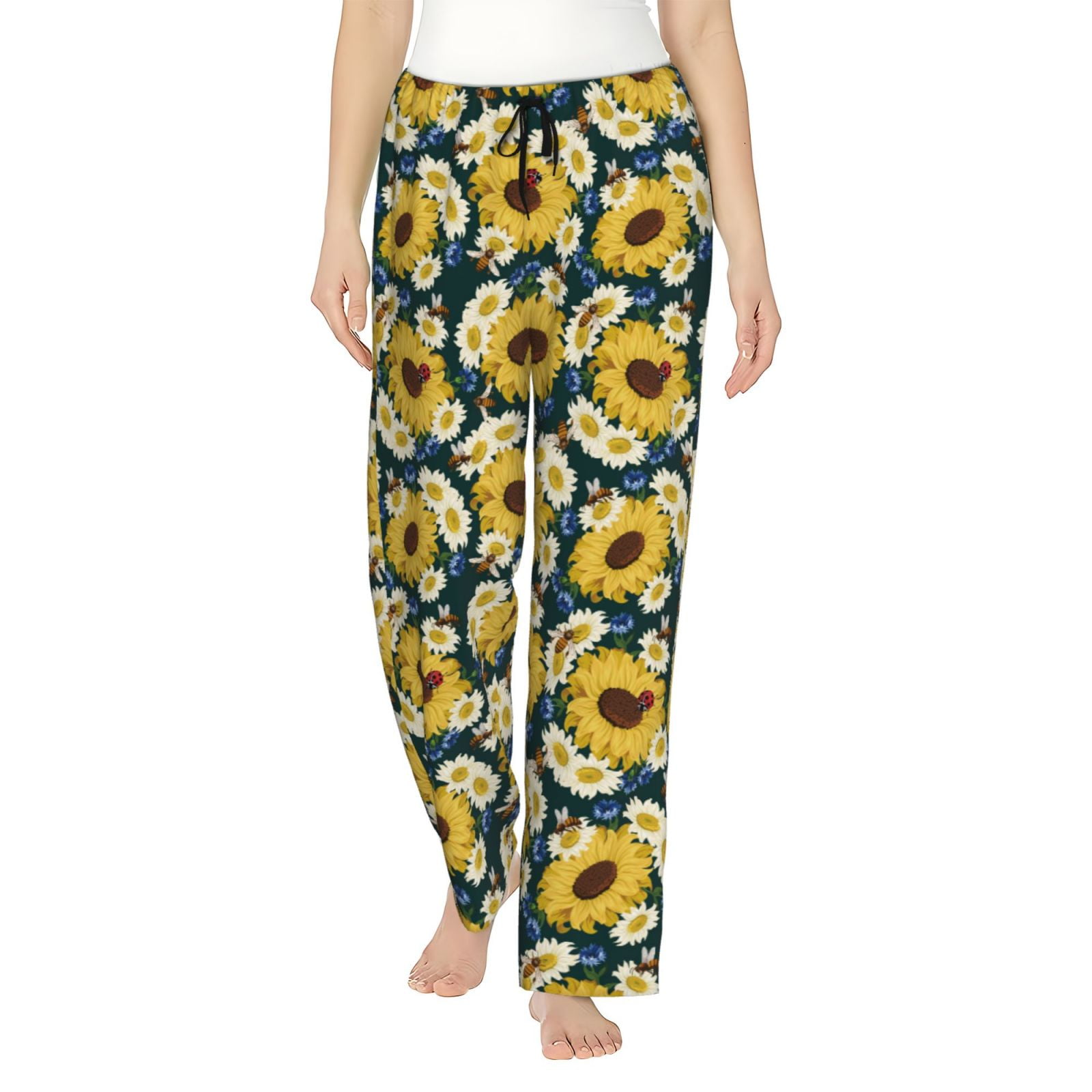 Easygdp Sunflowers Women's Drawstring Pajama Pants | Lounge Joggers ...