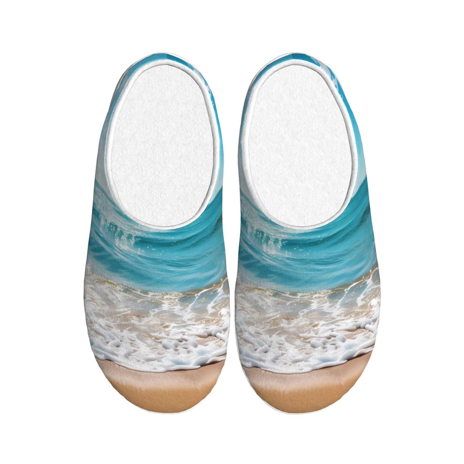 Easygdp Sunny Ocean Waves Slippers for Women Mens Winter Warm Home ...