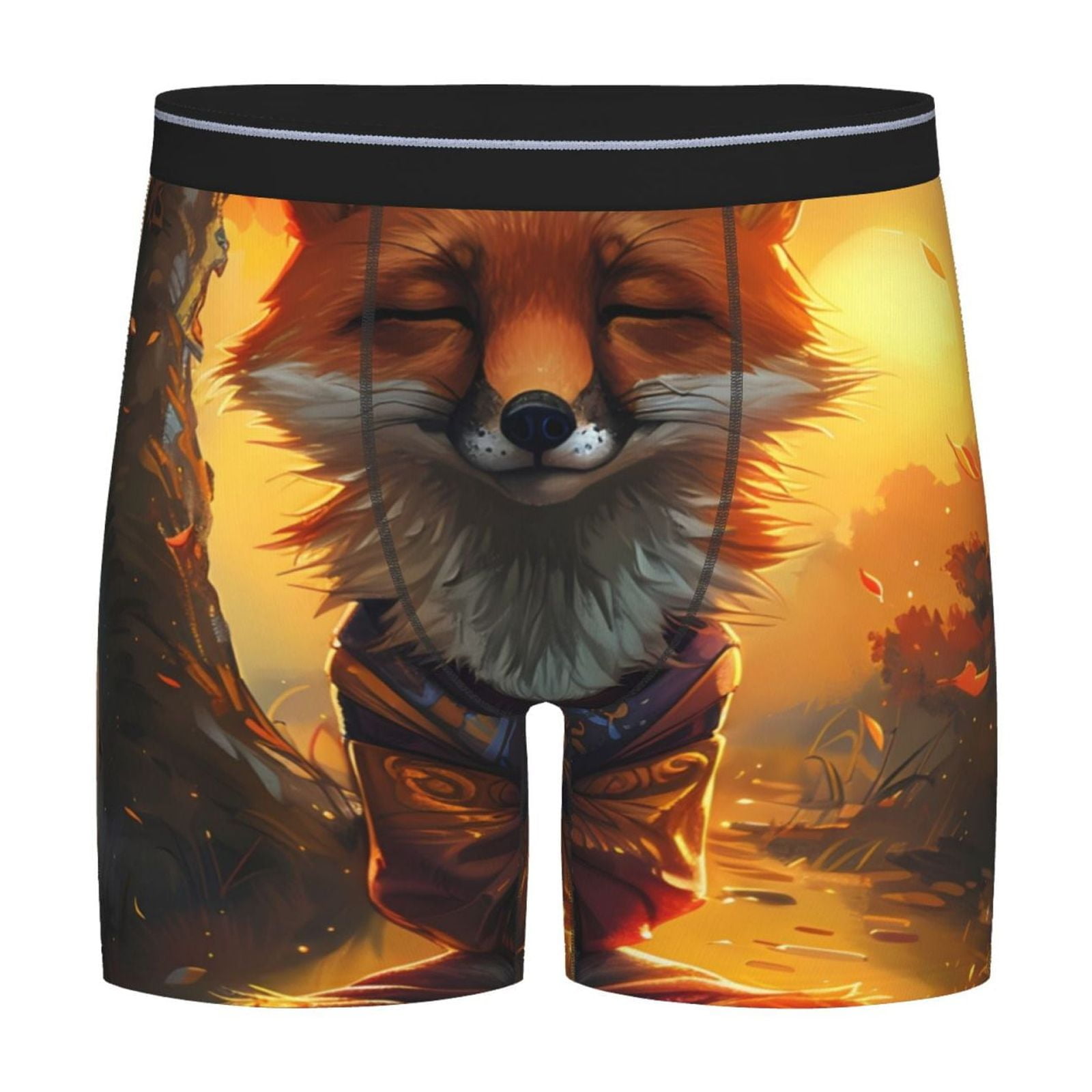 Easygdp Sunset Maple Tree Fox Men's Boxer Briefs Men’s Underwear Boxer ...