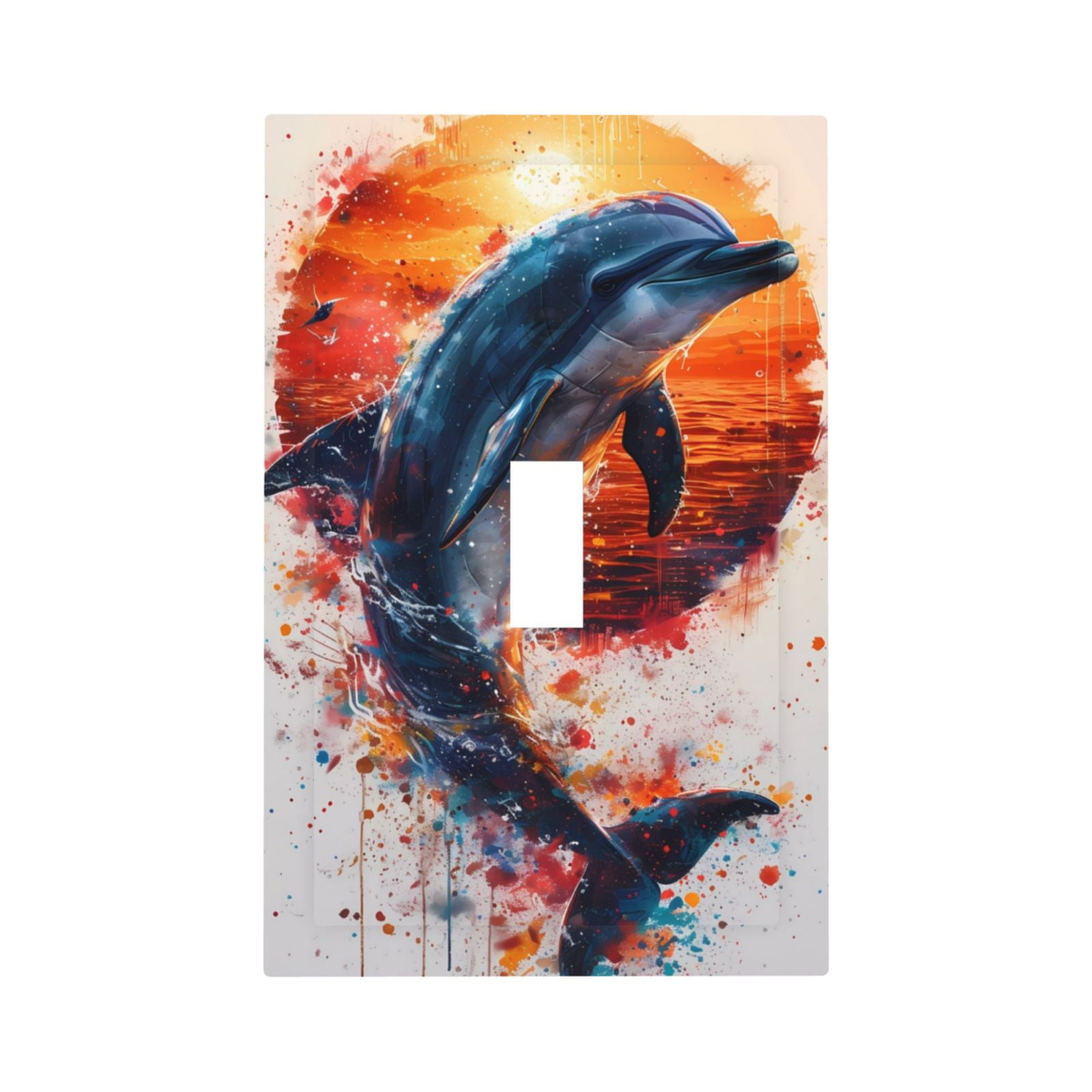 Easygdp Sunset Ocean Watercolor Dolphin Decorator Light Switch or ...