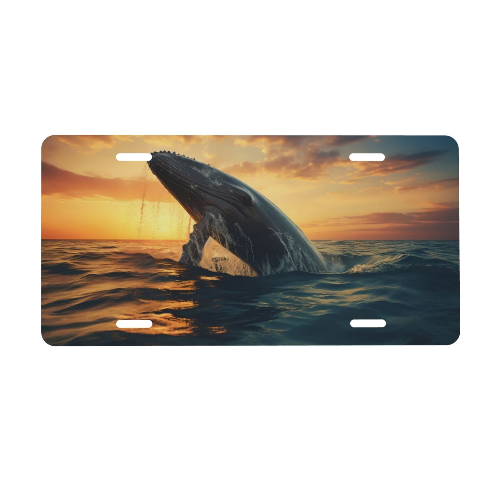 Easygdp Sunset Ocean Whale License Plate Car Front License Plate Car ...