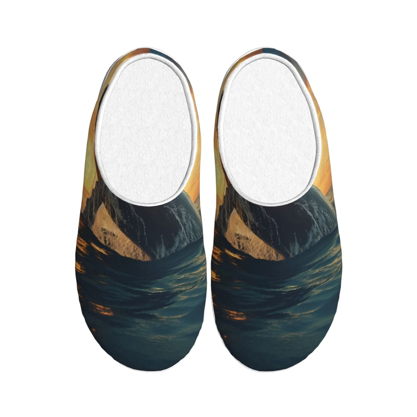 Easygdp Sunset Ocean Whale Slippers for Women Mens Winter Warm Home ...