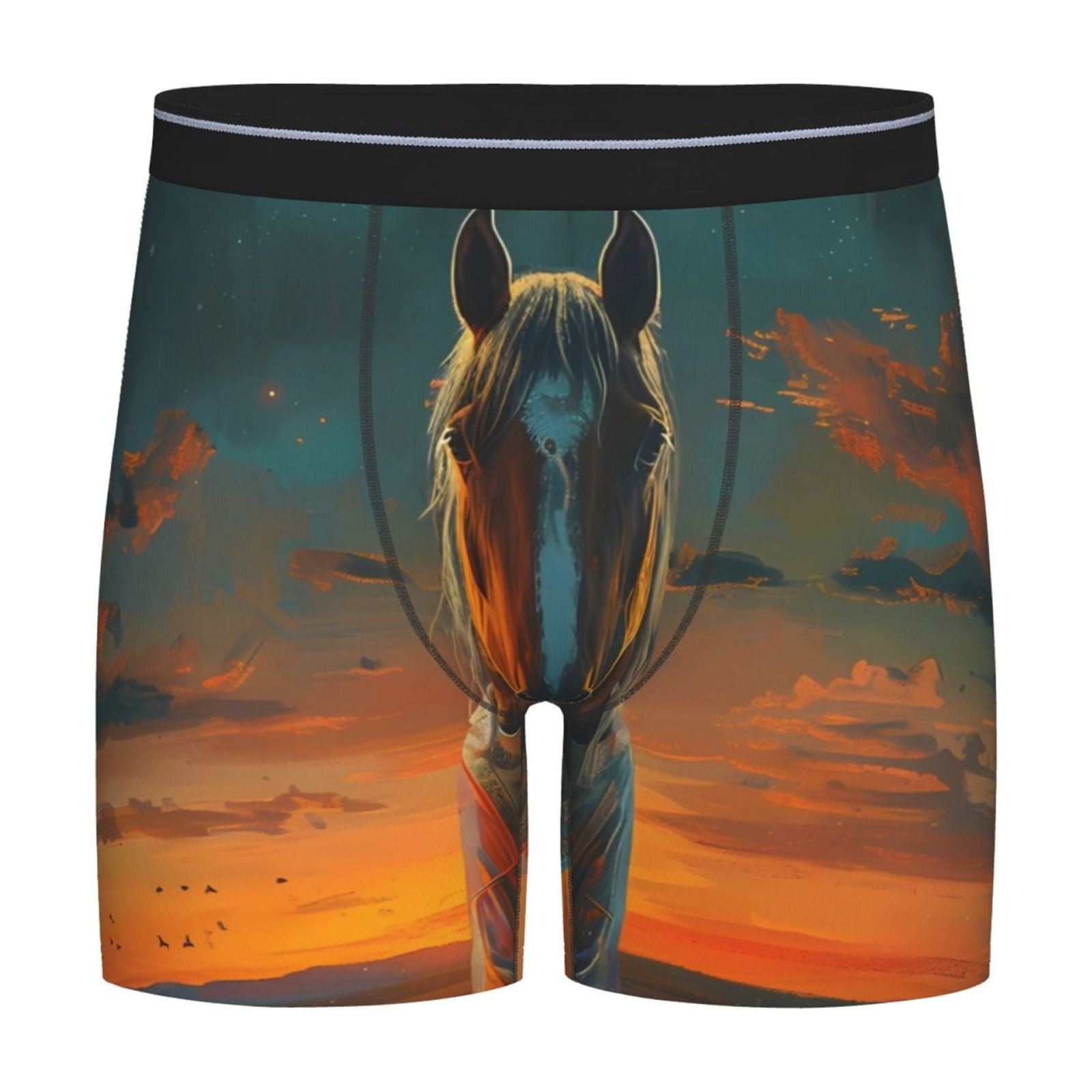 Easygdp Sunset Prairie Meditating Horse Men's Boxer Briefs Men’s ...