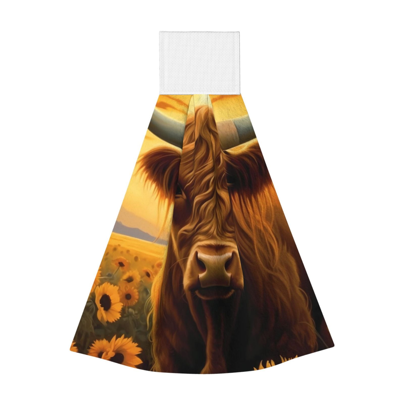 Easygdp Sunset Sunflower Cow A Kitchen Hand Towels Hanging Tie Towels ...