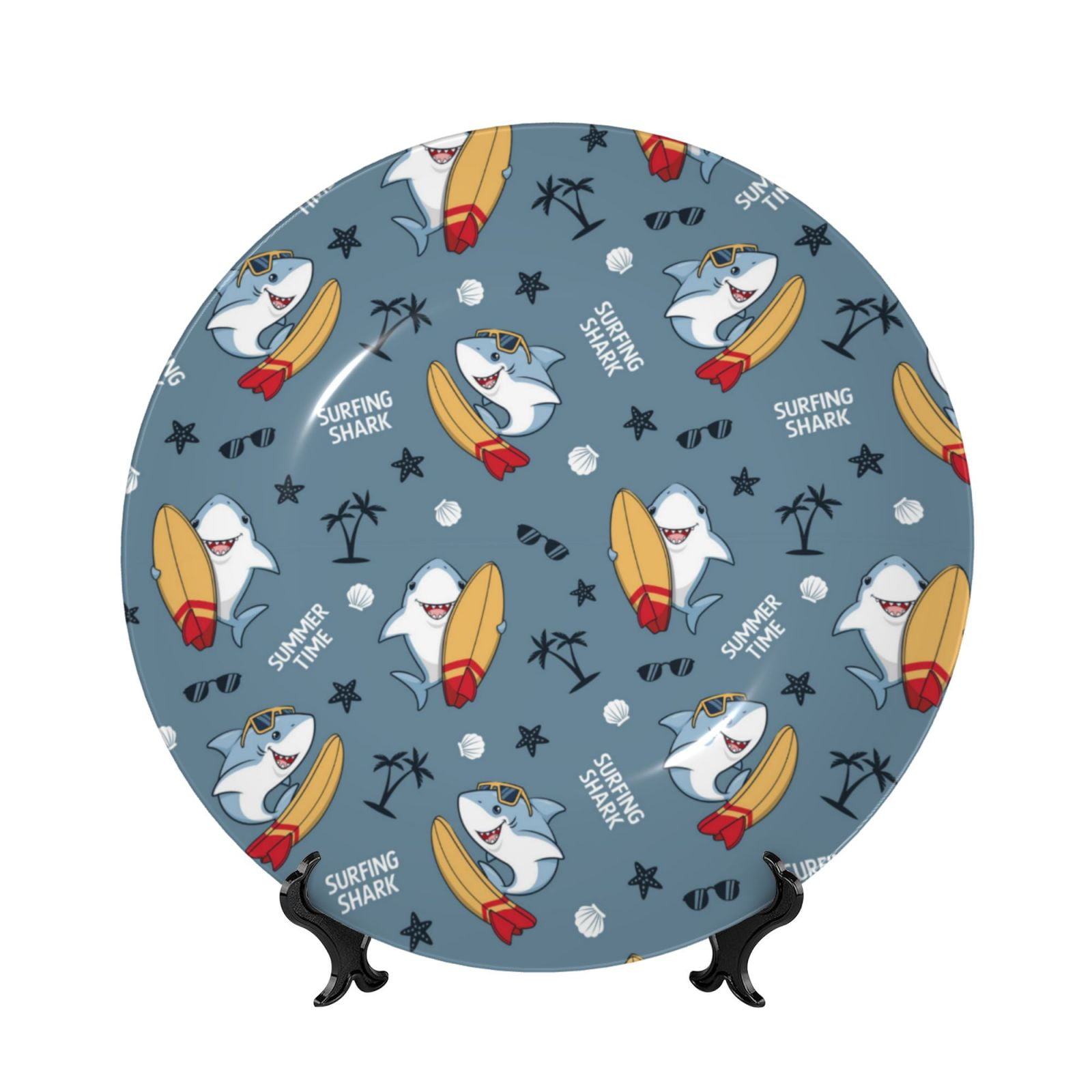 Easygdp Surf Shark Bone China Decorative Plate Ceramic Dinner Plates ...