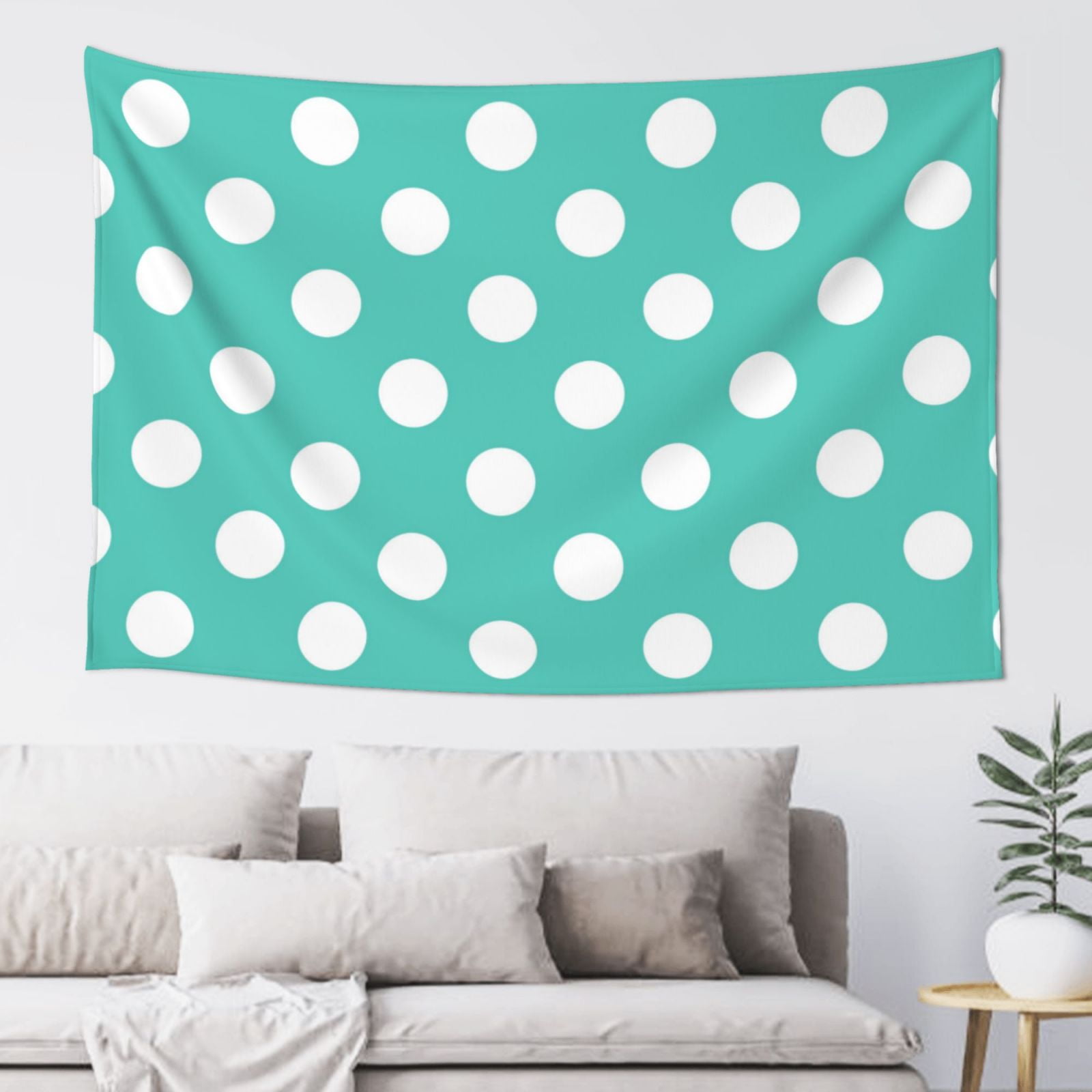 Easygdp Teal Turquoise And White Polka Dot Tapestry Wall Hanging, Wall ...