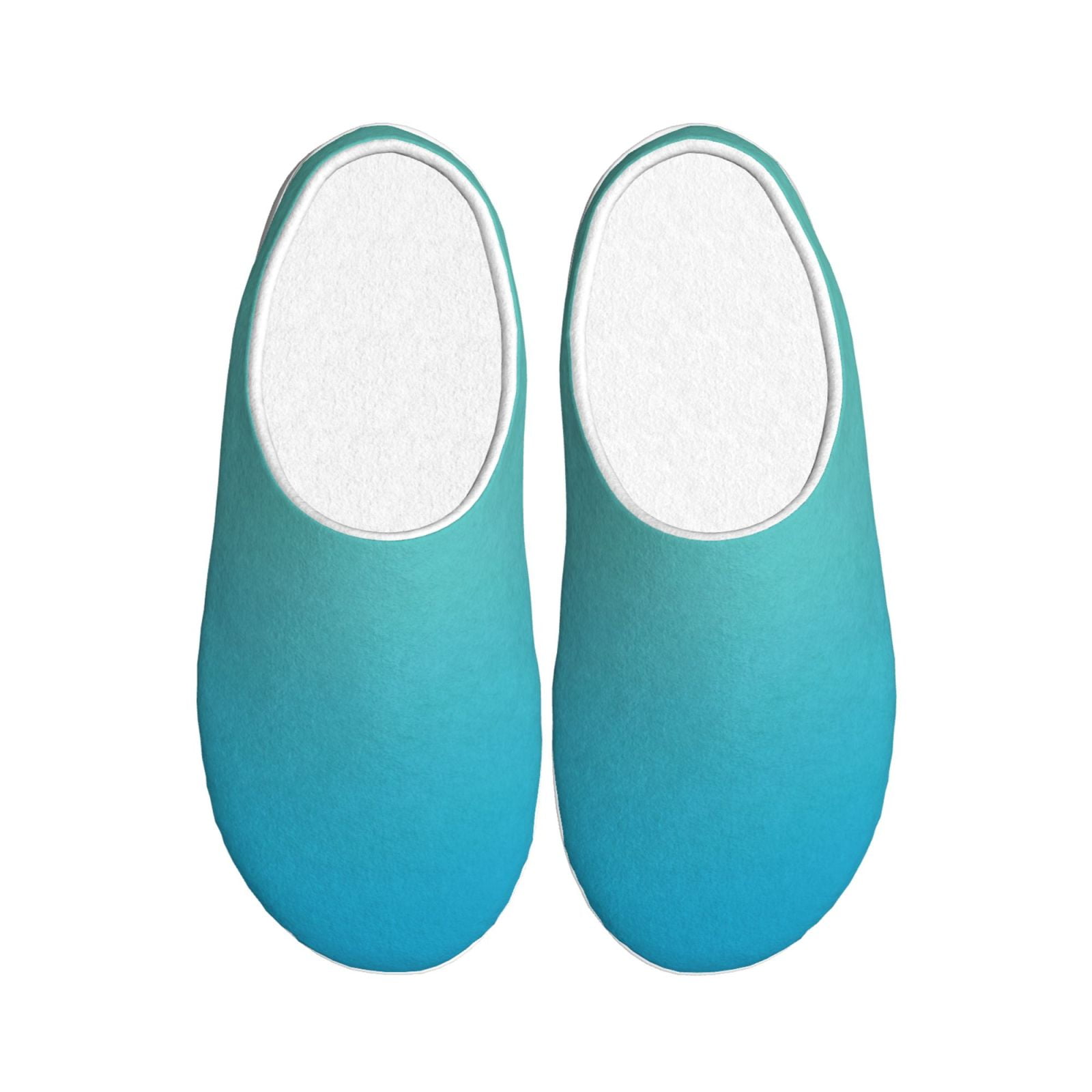 Easygdp Teal Turquoise Slippers for Women Mens Winter Warm Home ...