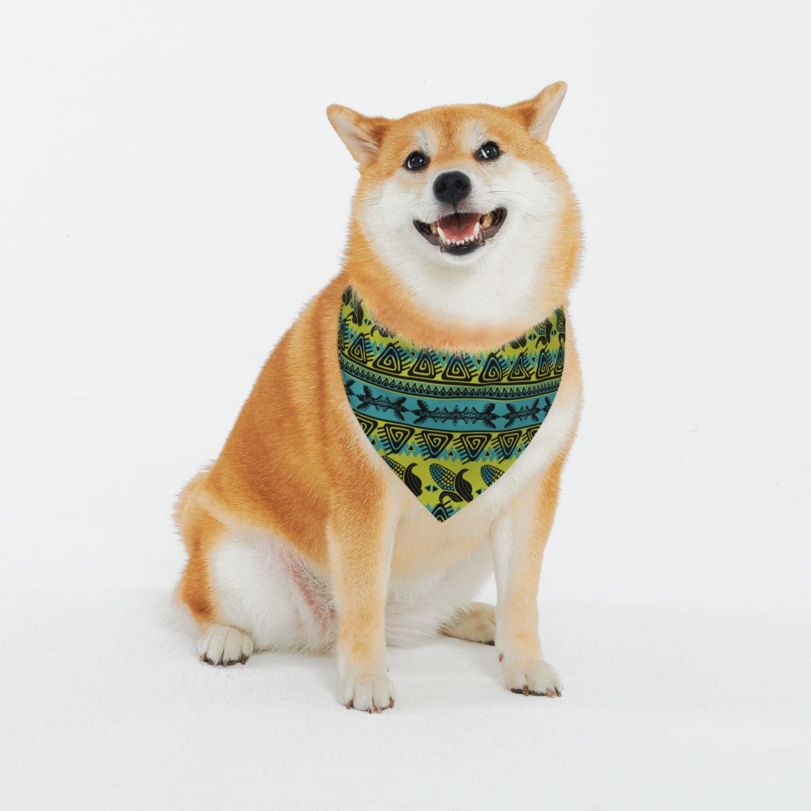 Easygdp Teal Vintage Corn Pattern Dog Bandanas ,Triangle Reversible Pet ...