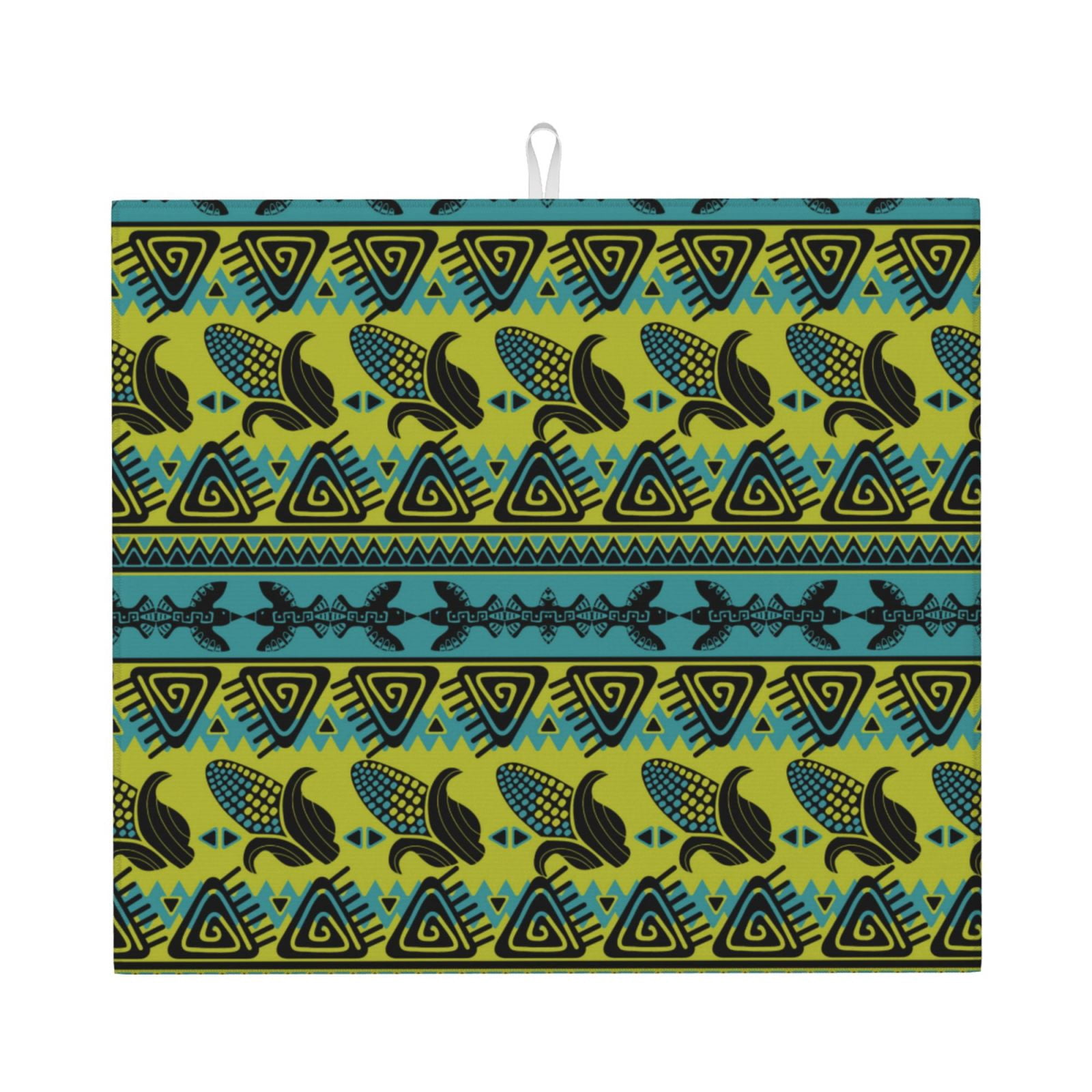 Easygdp Teal Vintage Corn Pattern Microfiber Dish Drying Mat for ...