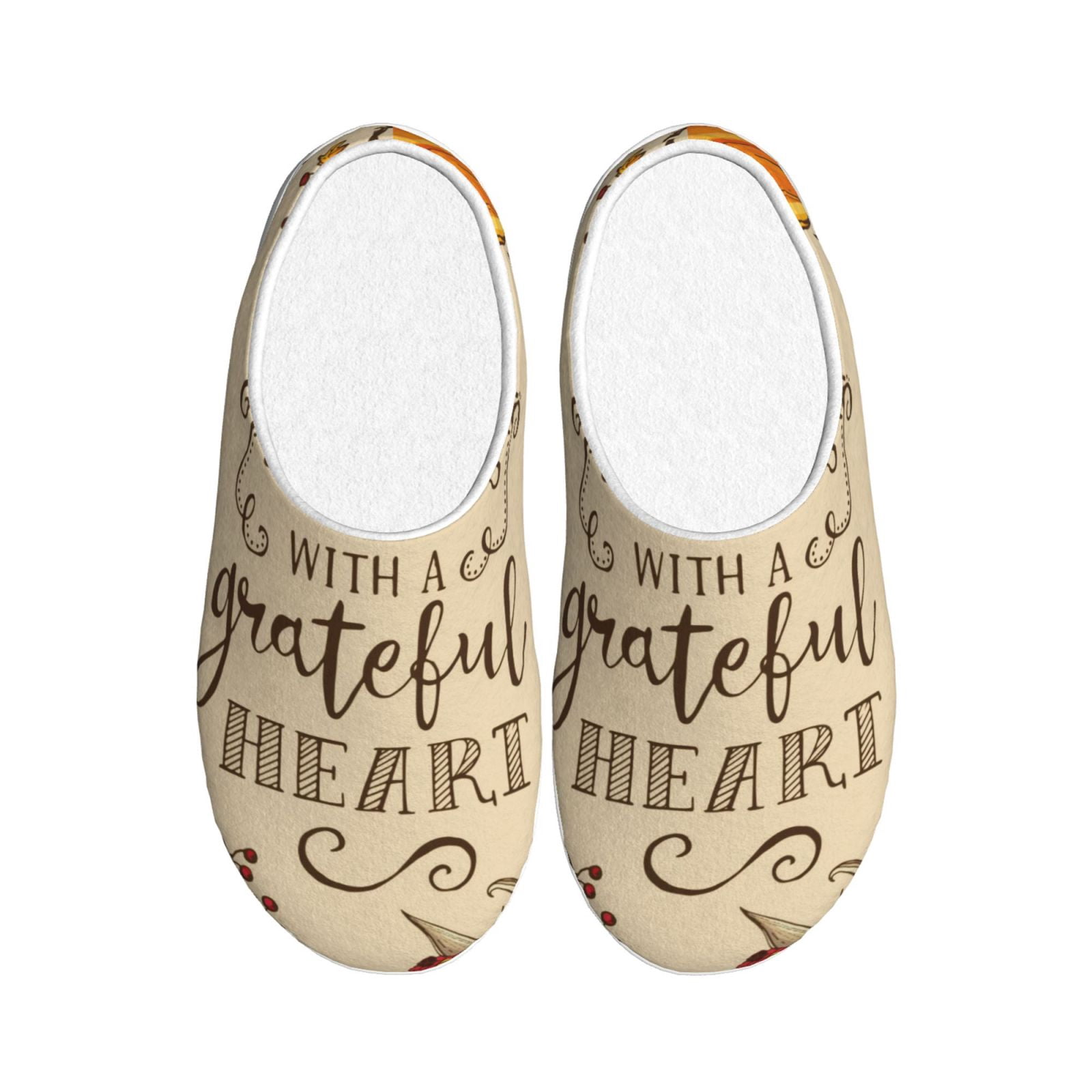Easygdp Thanksgiving With A Grateful Heart Slippers for Women Mens ...