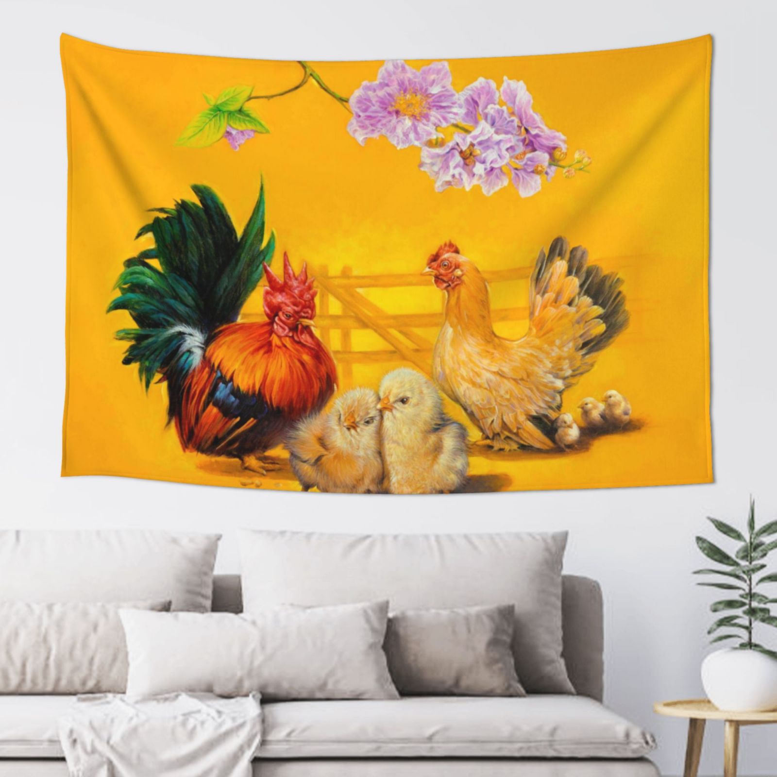 Easygdp The Chicken Family Tapestry Wall Hanging, Wall Tapestries for ...