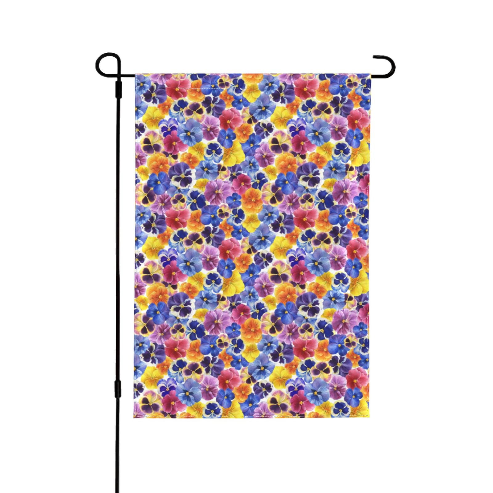 Easygdp The Garden Tricolor Pansy Flower Garden Flag Yard Flag Welcome ...