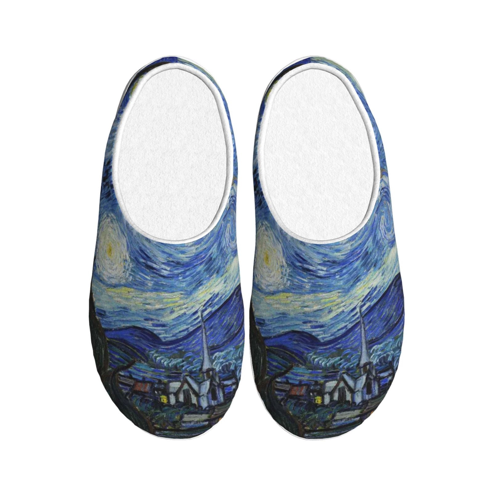 Easygdp The Starry Night Slippers for Women Mens Winter Warm Home ...