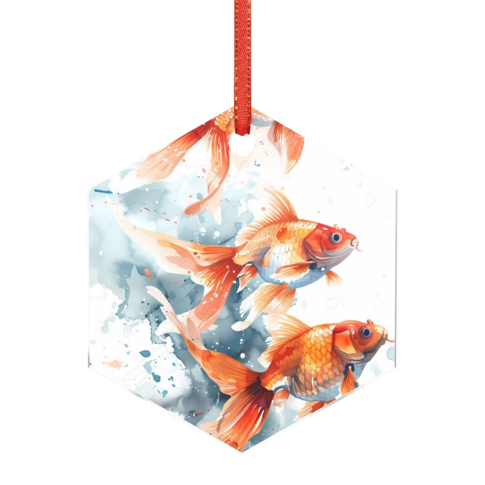 Easygdp Three Goldfish Watercolor Splash Christmas Ornament Acrylic ...