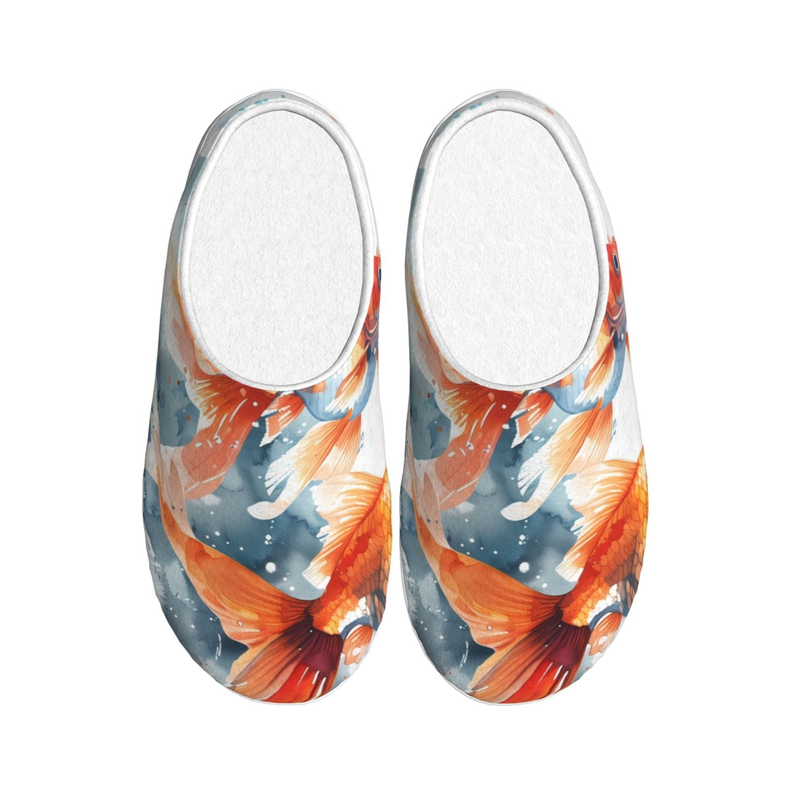 Easygdp Three Goldfish Watercolor Splash Slippers for Women Mens Winter ...