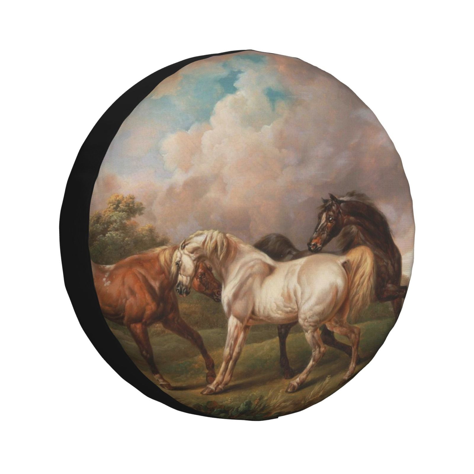 Easygdp Three Horses Oil Painting Wheel Sun Guard, Spare Tire Cover ...