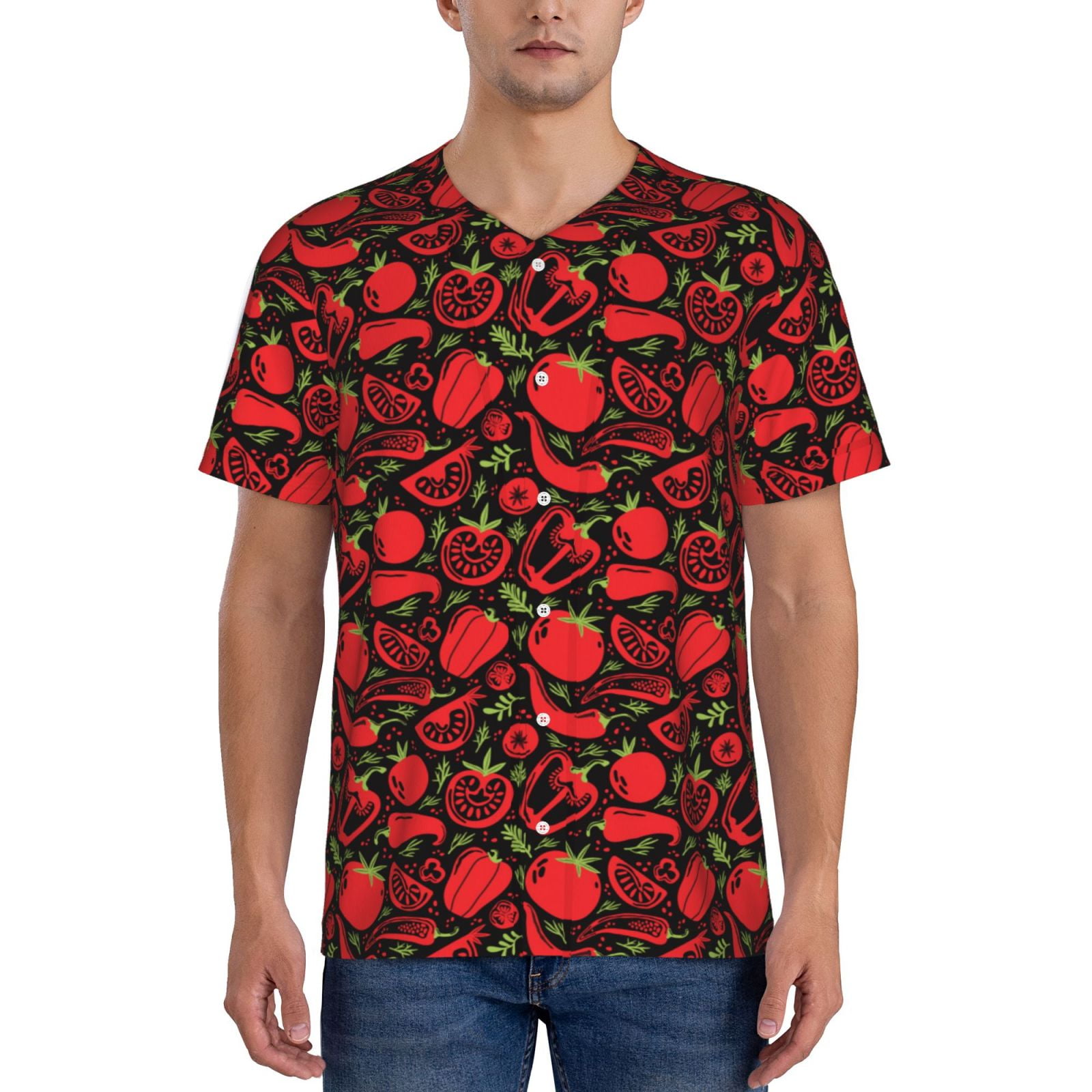 Easygdp Tomatoes And Chili Mens T-Shirts Baseball Vintage Fashionable ...
