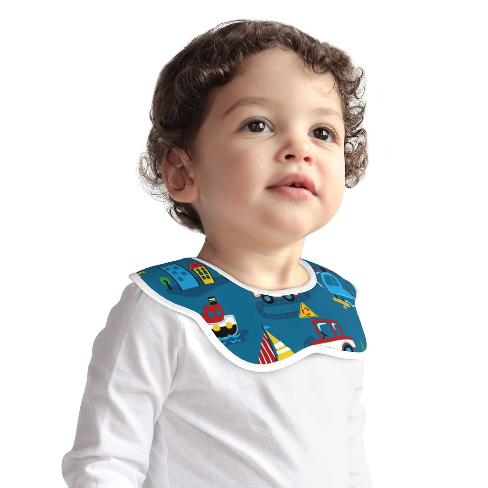 Easygdp Transportations with Buildings Baby Bibs for Girls Boys Bibs ...