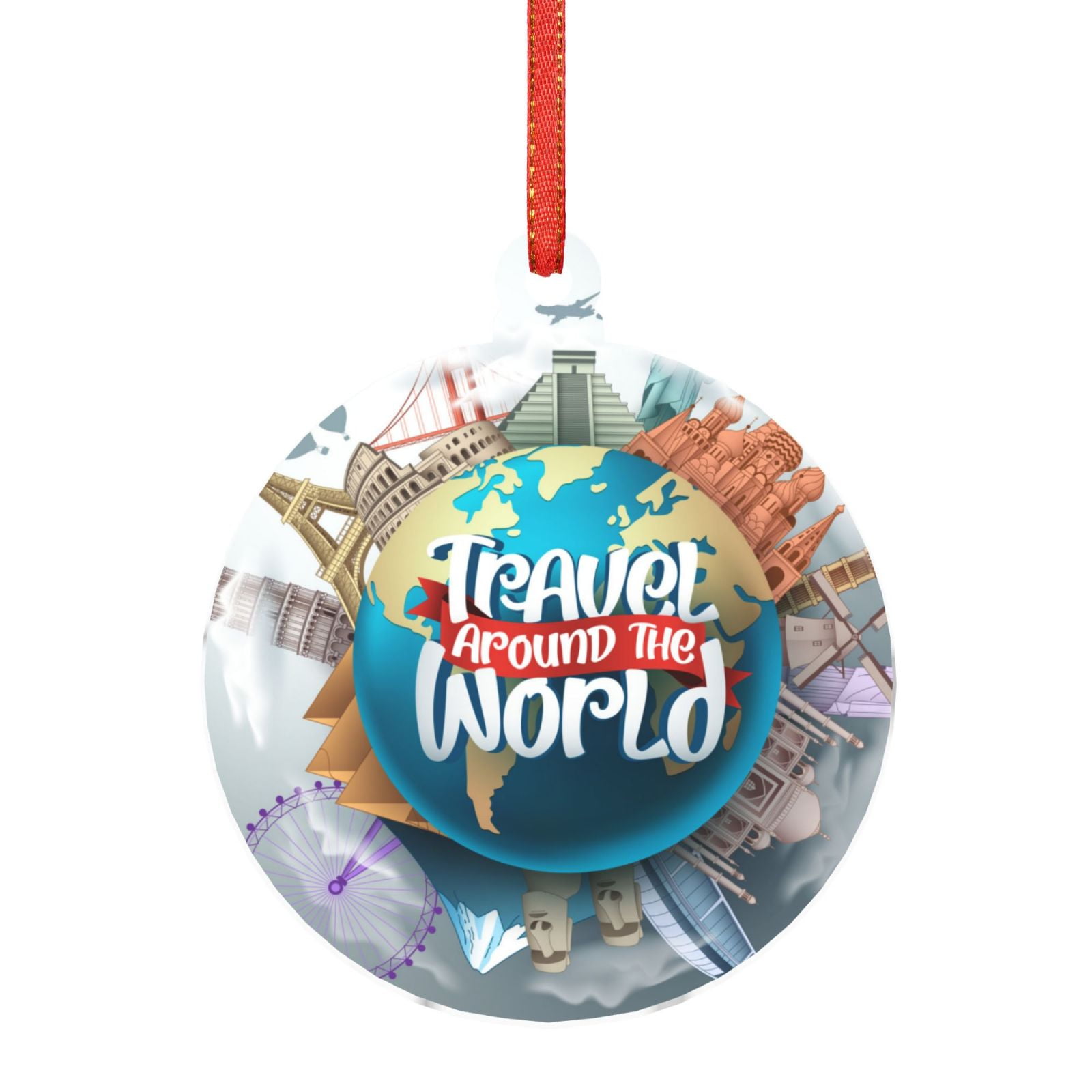 Easygdp Travel Around The World Christmas Ornament Acrylic Christmas ...