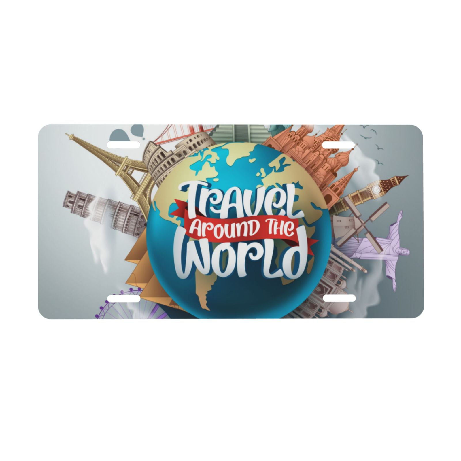 Easygdp Travel Around The World License Plate Car Front License Plate ...