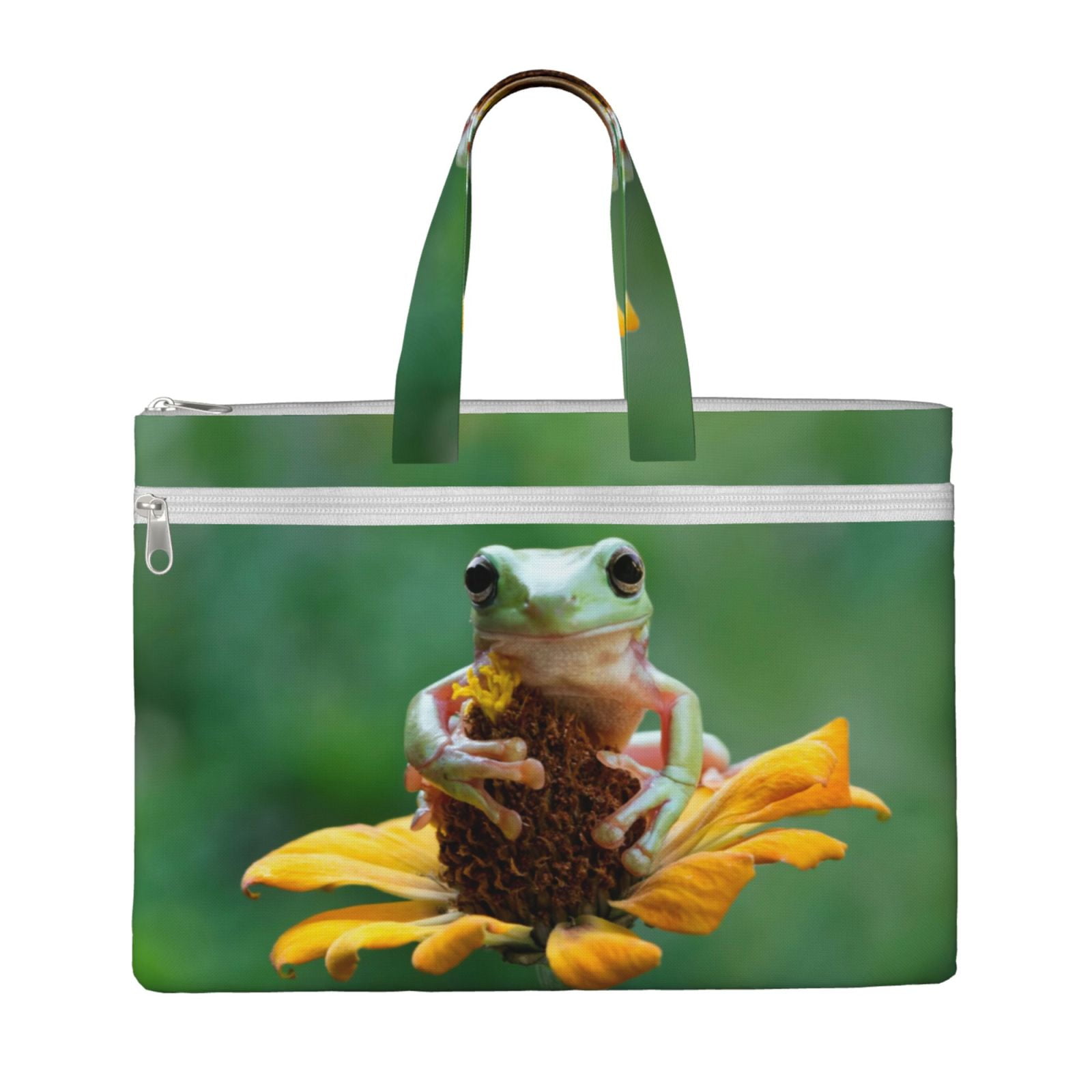 Easygdp Tree Frog Sitting On Sunflowes Canvas Document Bag File Bag ...