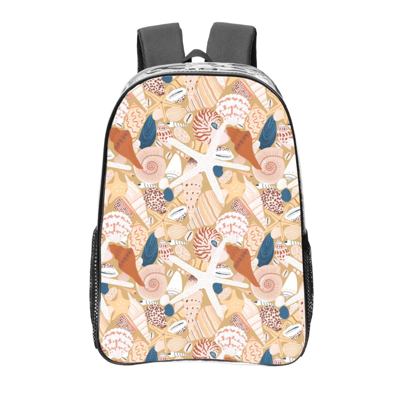 Easygdp Tropical Beach Sea Shell Clear Backpack, Transparent Bookbag ...