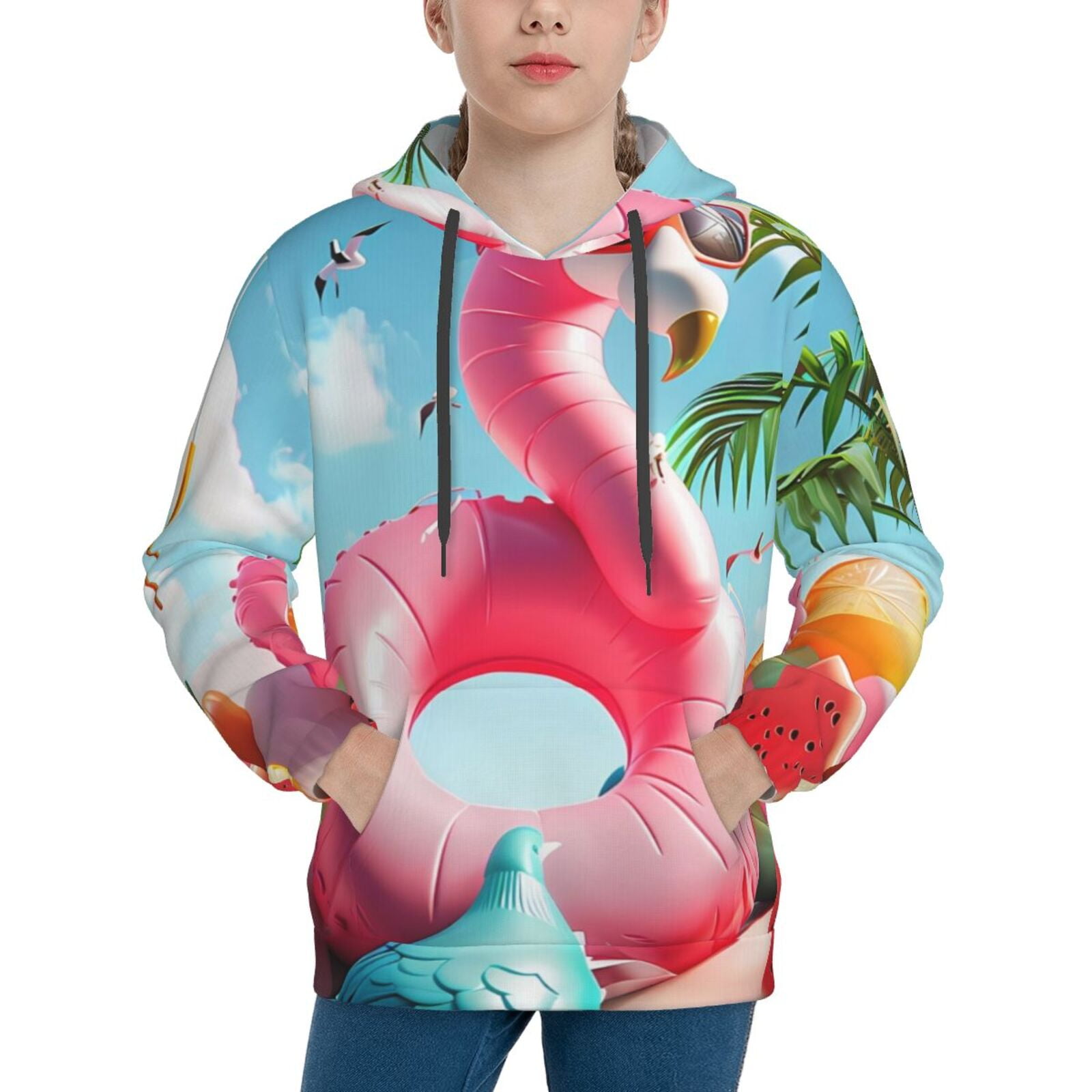Easygdp Tropical Flamingo Pool Float Boys Hoodie Kids Sweatshirt Youth ...