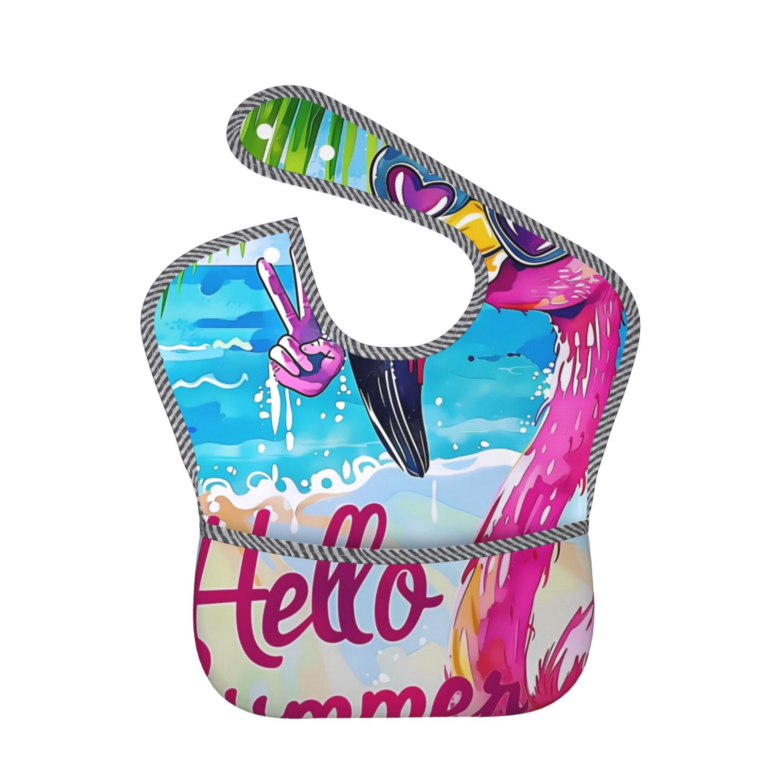 Easygdp Tropical Flamingo Summer Bibs For Babies, Baby Bibs for Eating ...
