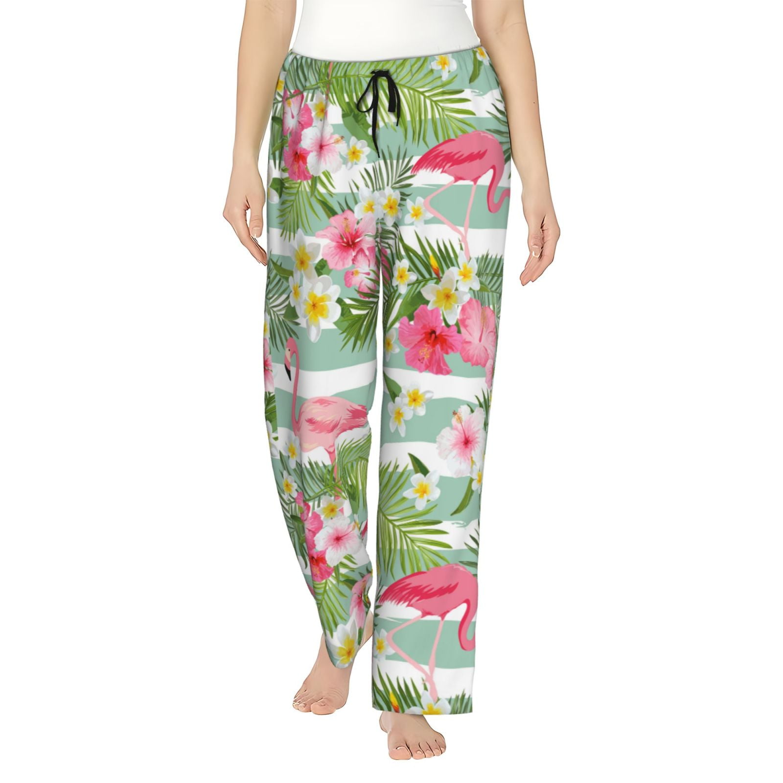 Easygdp Tropical Flamingo Women's Drawstring Pajama Pants | Lounge ...