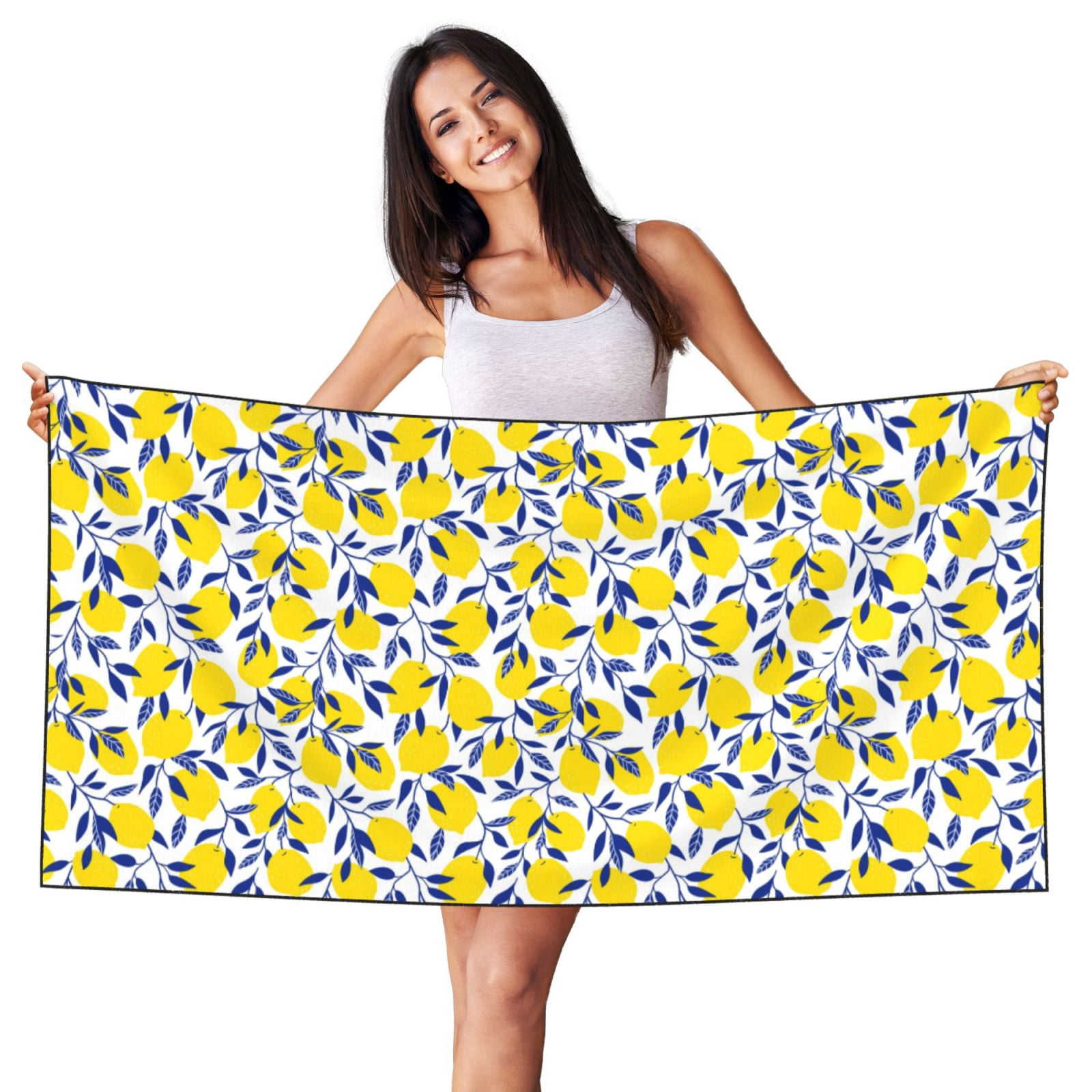 Easygdp Tropical Lemon Beach Towel 27.5X55 Inches Quick Dry Pool Towel ...