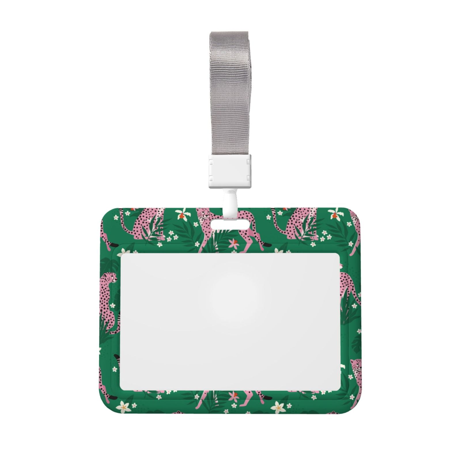 Easygdp Tropical Leopard Card Badge Holder Work Badge Sleeve for Office ...